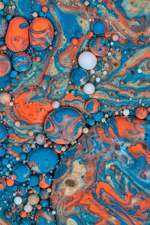 Marbles in Abstract Acrylic and Oil Pour Stock Image - Image of cotton ...