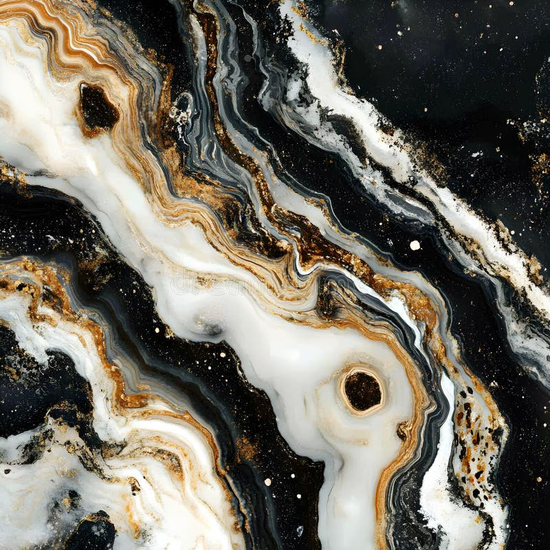 Marbles Abstract Pattern Featuring Swirling, Fluid-like Layers of Black ...