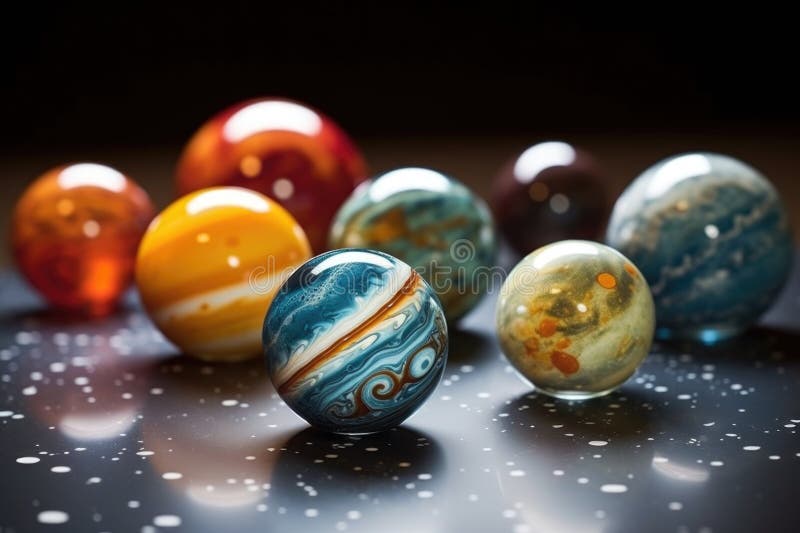 Marbles As Planets in a Miniature Solar System Stock Image - Image of ...