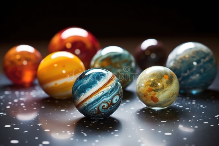 Marbles As Planets in a Miniature Solar System Stock Image - Image of ...