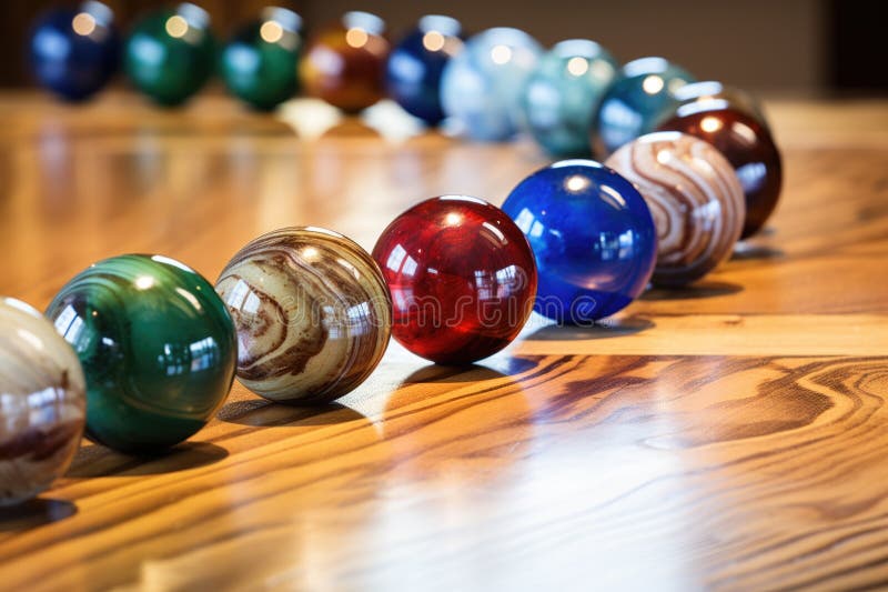 Marbles Forming a Winding Path on a Wooden Surface Stock Illustration ...