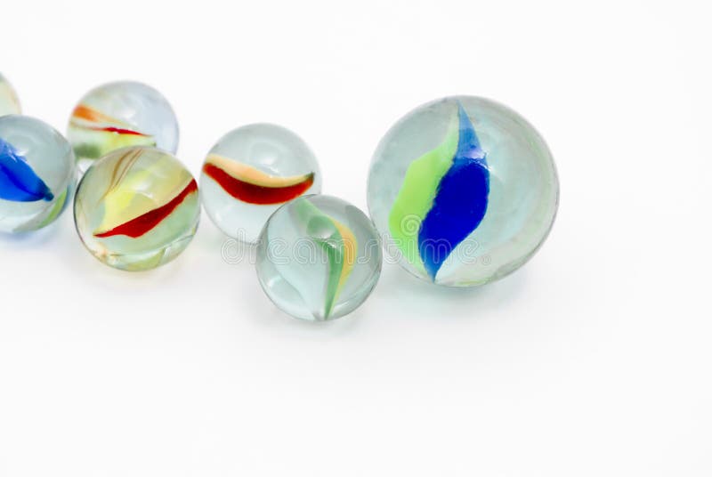 Row of Blue Marbles stock photo. Image of refraction, bright - 4321314