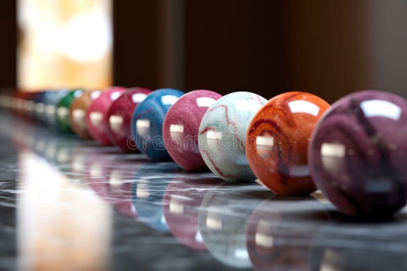 Marbles in a Row with Focus on One Unique Marble Stock Illustration ...