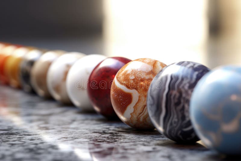 Marbles in a Row with Focus on a Unique, Standout Marble Stock Image ...