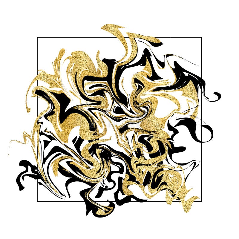 Marbling Texture Background. Golden Glitter Marble Banner on White ...