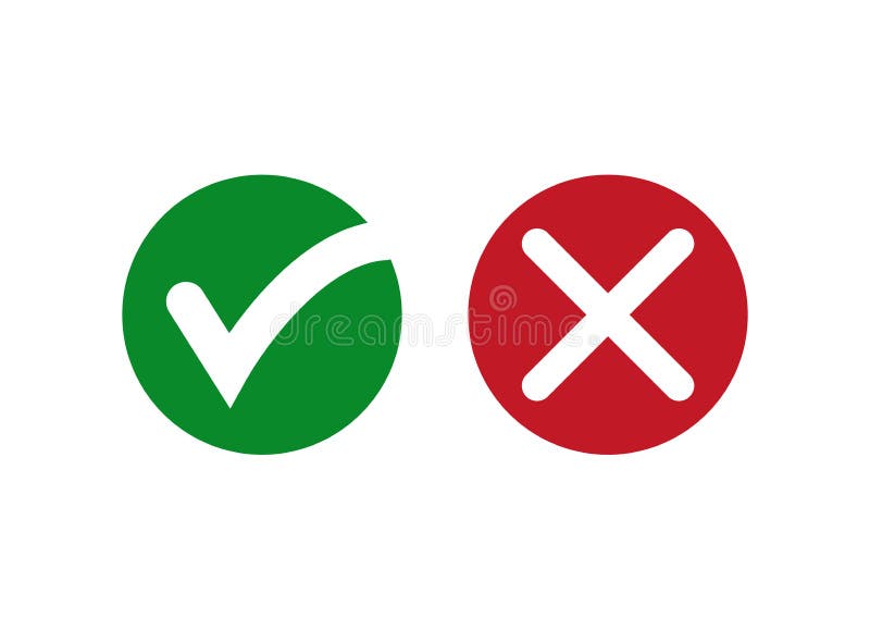 Marca de cotejo y X ilustración del vector. Ilustración de rojo - 6817068