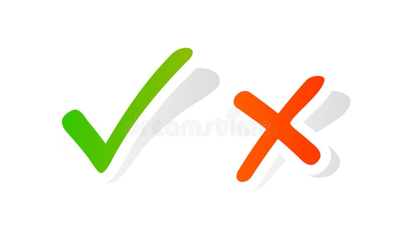 Símbolo De Marca De Verificación Aceptado Y Rechazado Ilustración del ...