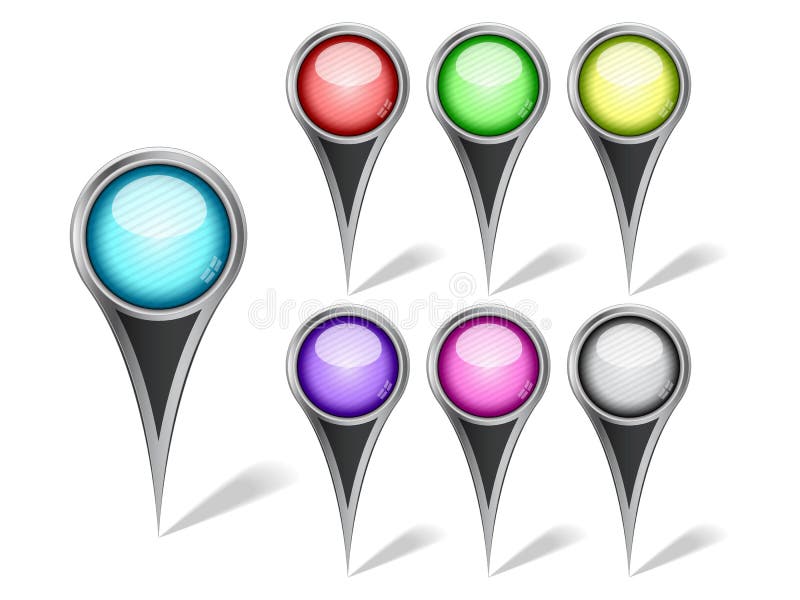 Marcador Del Mapa Con El Icono-sistema Cinco Ilustración del Vector ...