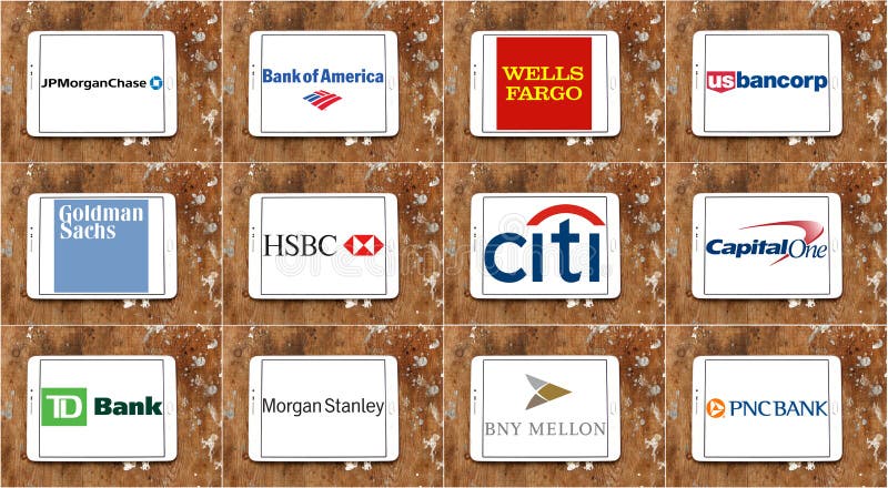 Los Bancos Más Grandes En Los Logotipos Del Mundo Foto editorial ...