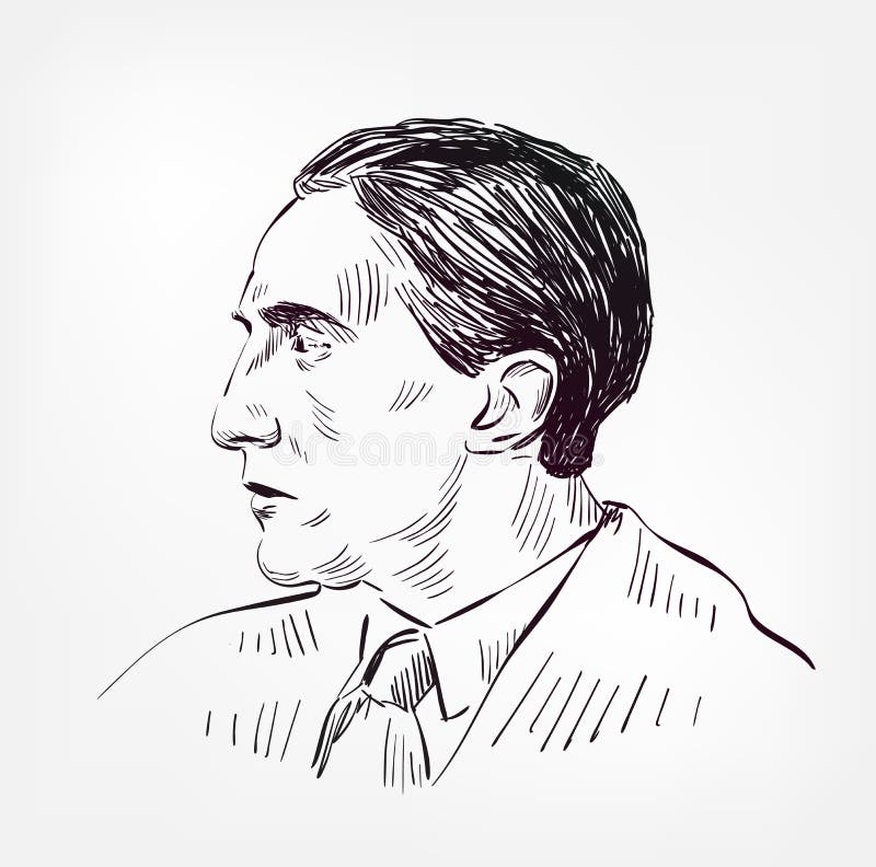 Marcel Duchamp Vector Sketch Illustration Famous Editorial Photography ...