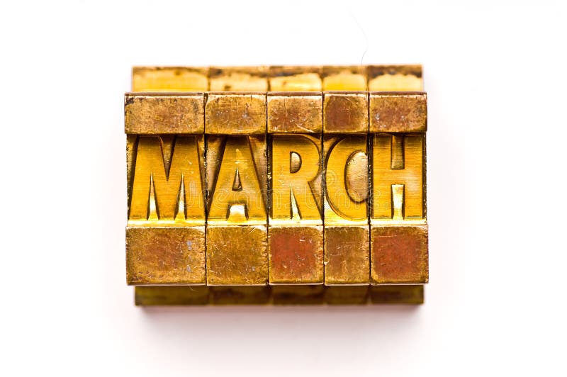 March stock image. Image of month, serif, letterpress - 5598259