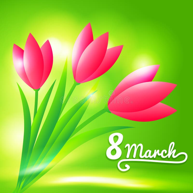 8 March Background with Tulips Stock Vector - Illustration of spring ...