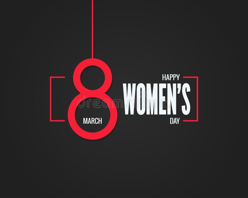 8 March Banner. Womens Day Line on Red Background Stock Vector ...