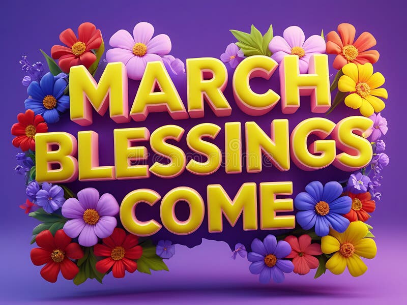March Blessings Come with Spring Flowers Stock Illustration ...