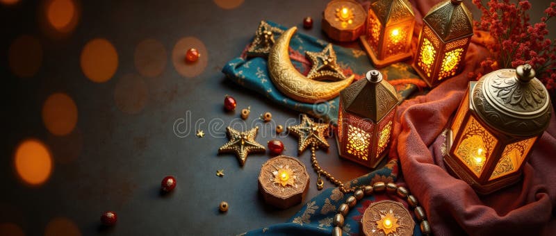 Celebrate March with Vibrant Lanterns and Ramadan Decorations Stock ...
