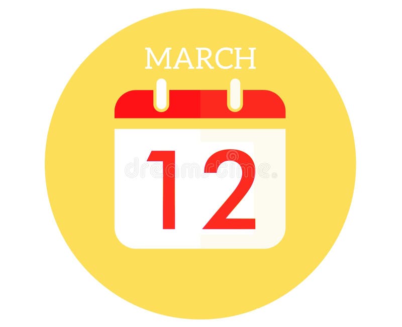 March 12 Calendar Flat Icon Stock Illustration - Illustration of ...