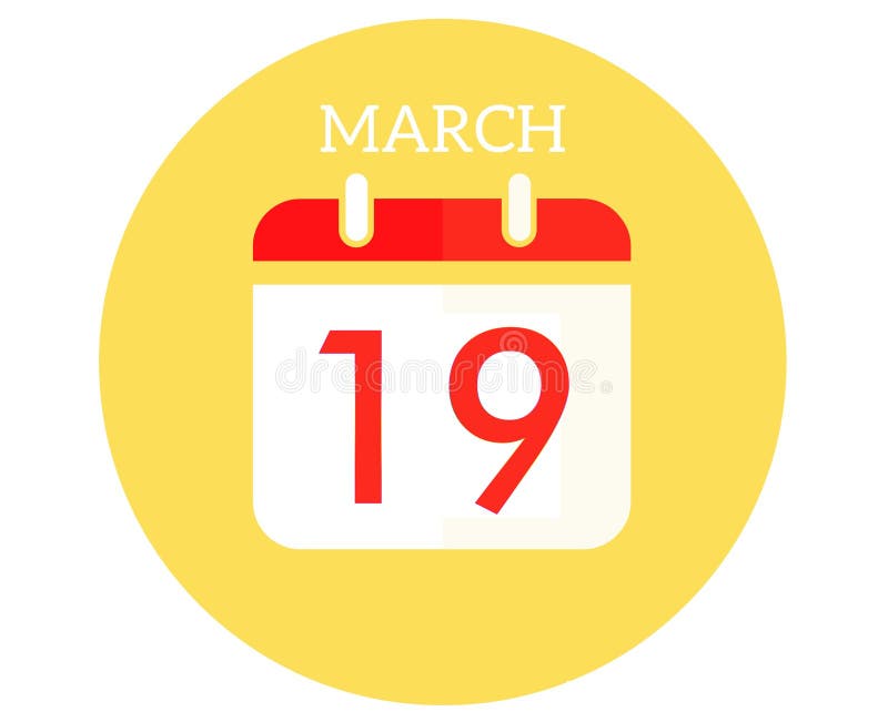 March 19 Calendar Flat Icon Stock Illustration - Illustration of sign ...