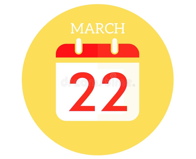 March 22 Calendar Flat Icon Stock Illustration - Illustration of number ...