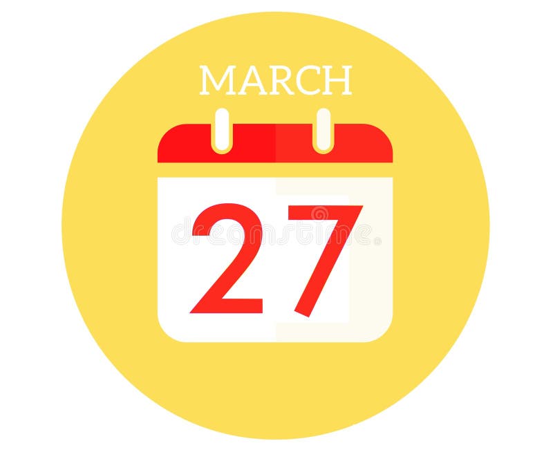 March 27 Calendar Flat Icon Stock Illustration - Illustration of year ...