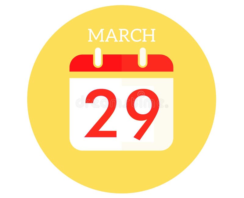 March 29 Calendar Flat Icon Stock Illustration - Illustration of white ...