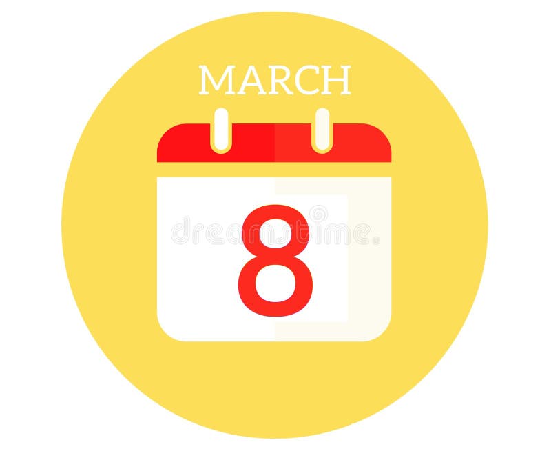 March 8 calendar flat icon stock illustration. Illustration of design ...