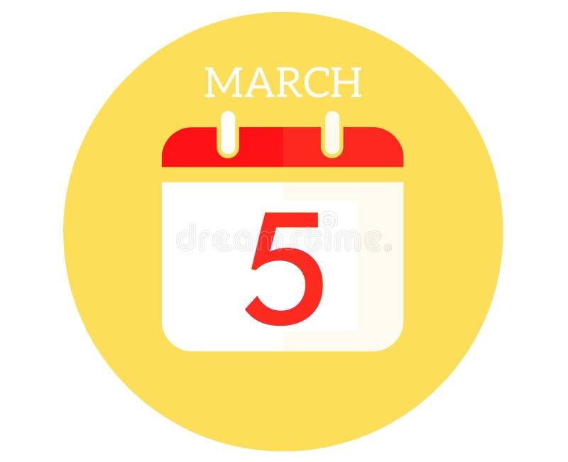 March 5 calendar flat icon stock illustration. Illustration of graphic ...