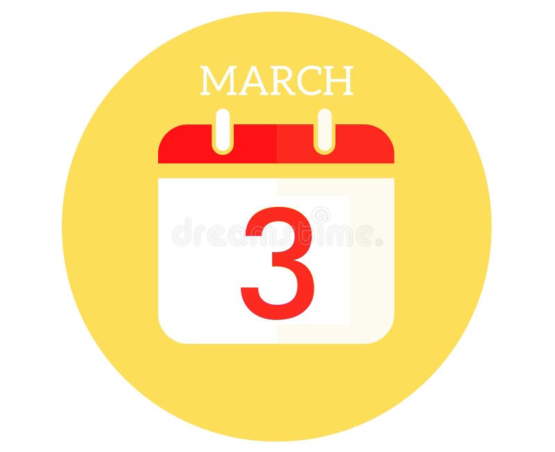 March 3 calendar flat icon stock illustration. Illustration of month ...