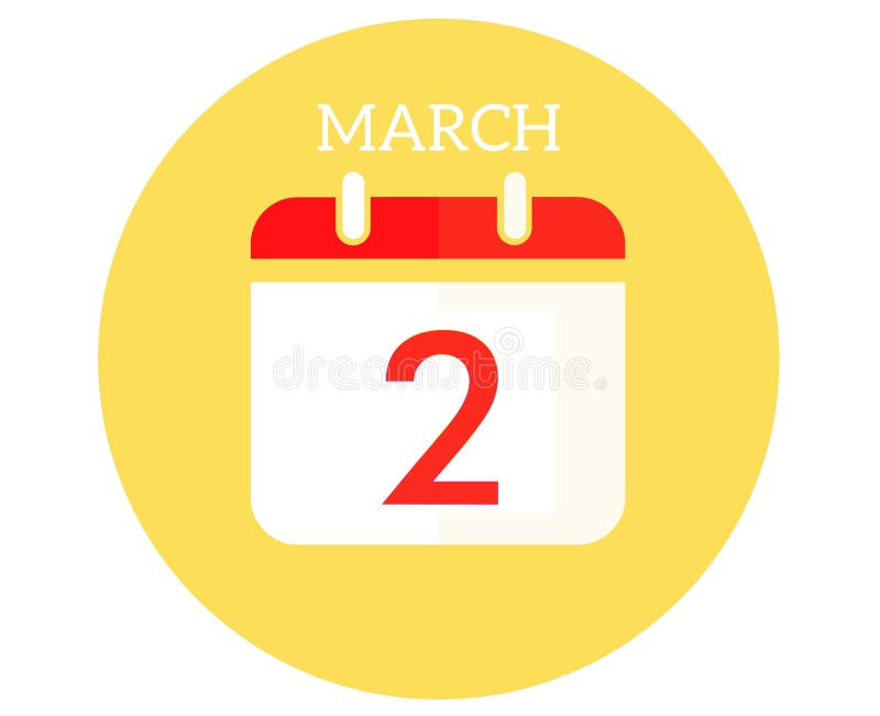 March 2 calendar flat icon stock illustration. Illustration of paper ...