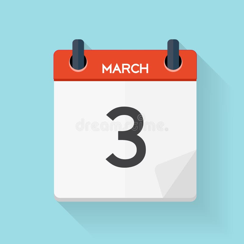 March 3 Calendar Flat daily Icon. Vector Illustration Emblem Stock ...