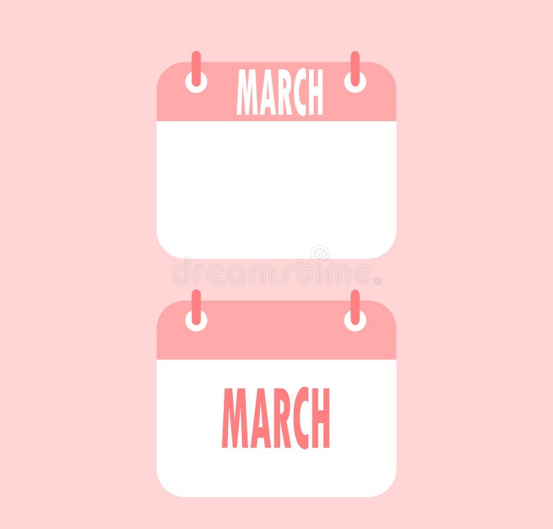 March Calendar Icon on Red Background.Two Flat Style Stock Illustration ...