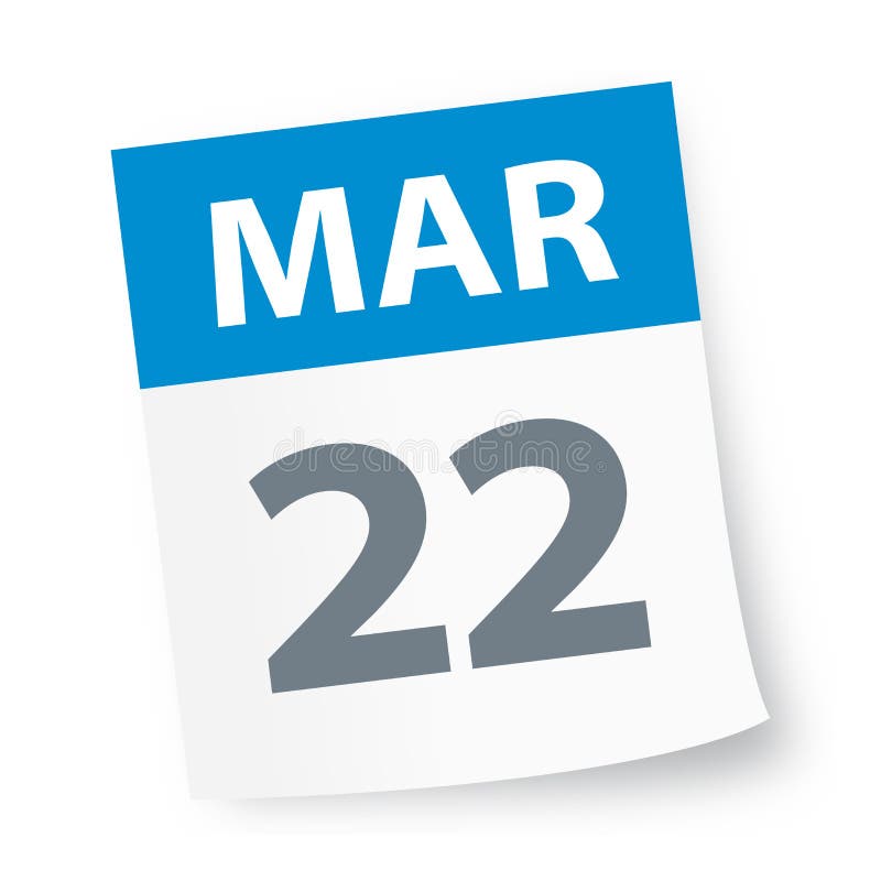 March 22 - Calendar Icon stock illustration. Illustration of blank ...