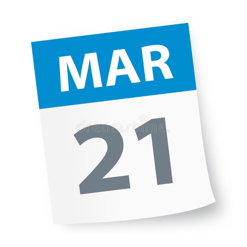 March 21 - Calendar Icon stock illustration. Illustration of organizer ...