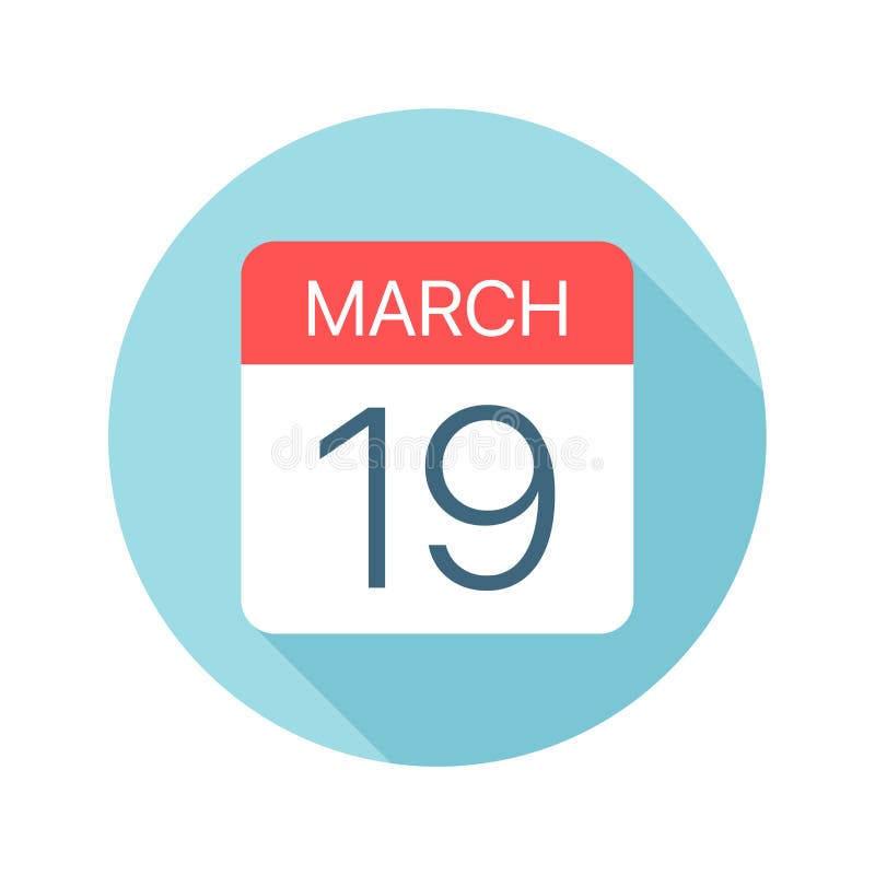 March 19 - Calendar Icon. Vector Illustration of One Day of Month Stock ...
