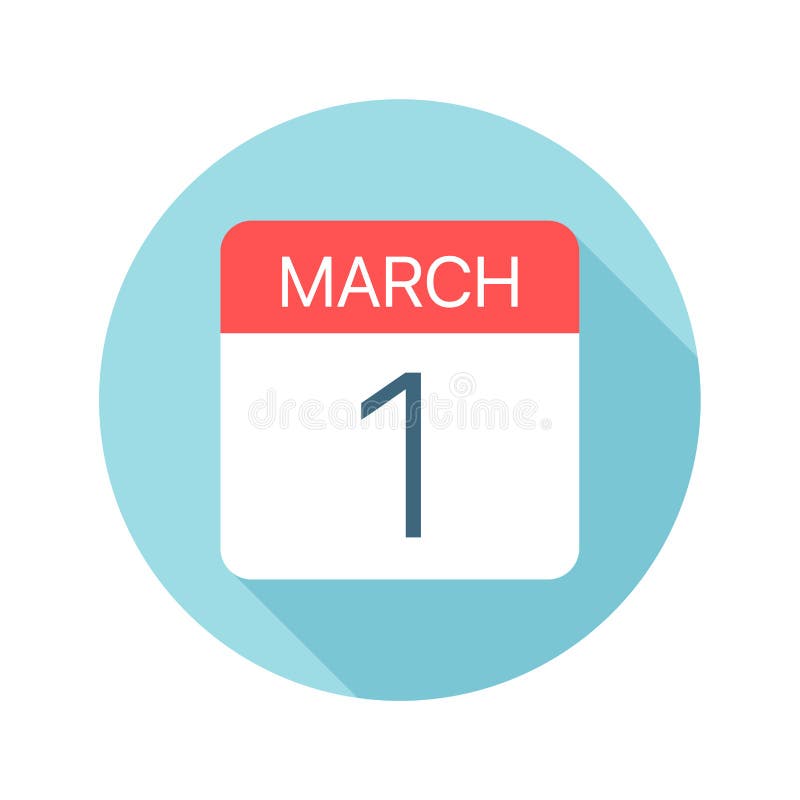 March 1 - Calendar Icon. Vector Illustration of One Day of Month Stock ...