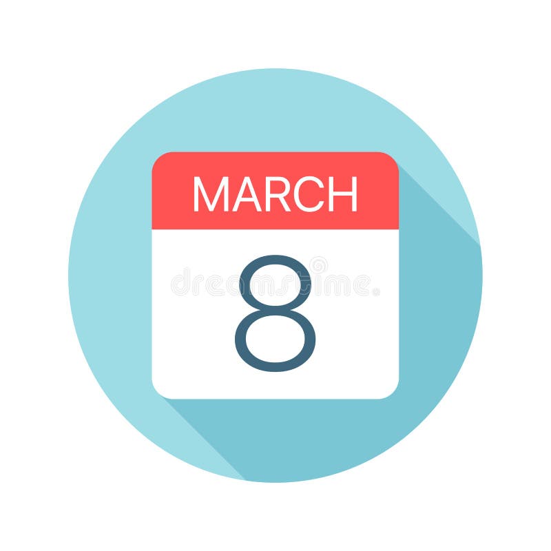 March 8 - Calendar Icon. Vector Illustration of One Day of Month Stock ...