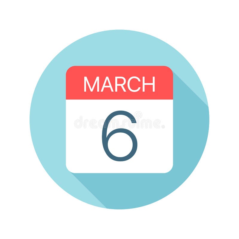 March 6 - Calendar Icon. Vector Illustration of One Day of Month Stock ...