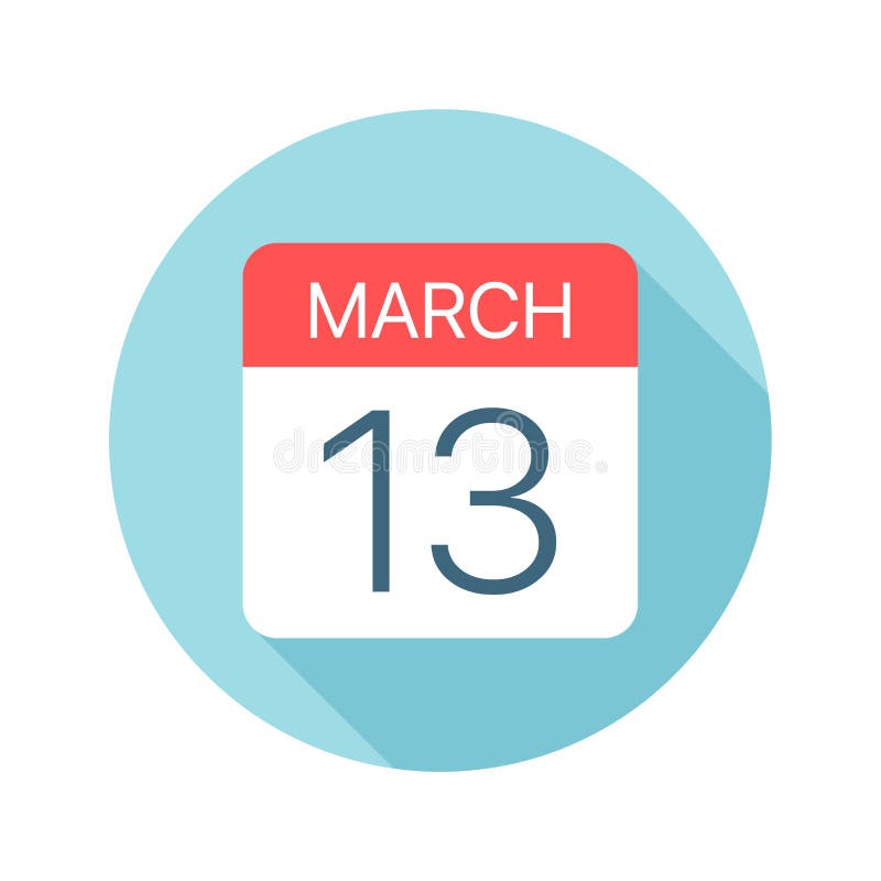 March 13 - Calendar Icon. Vector Illustration of One Day of Month Stock ...
