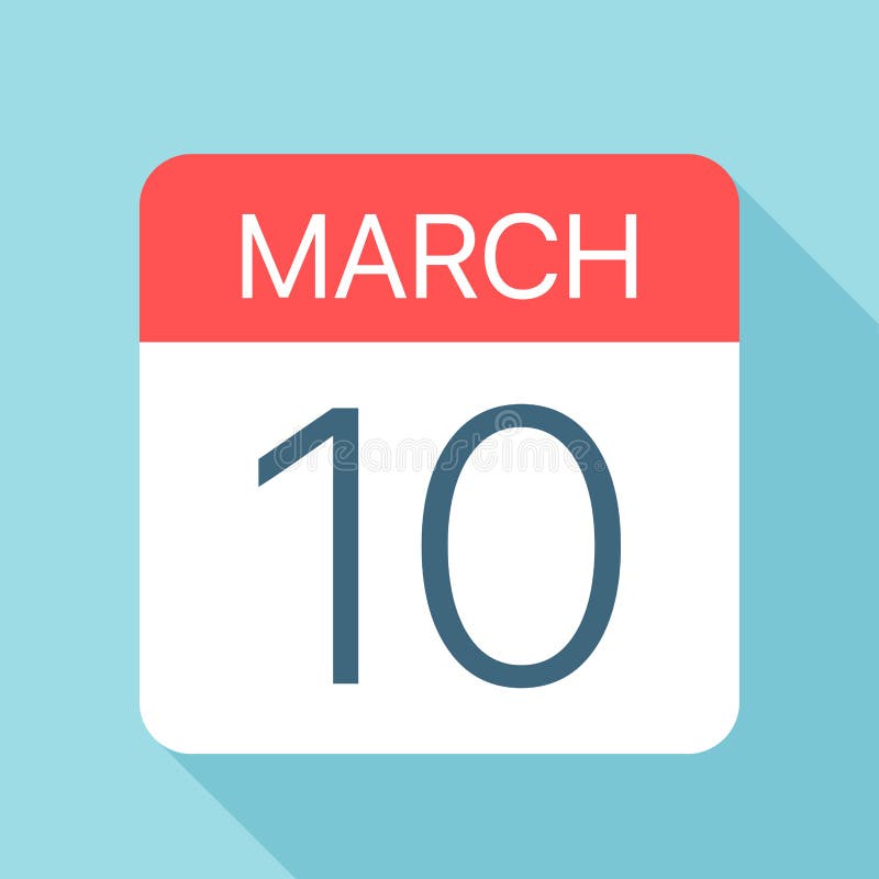 March 10 - Calendar Icon. Vector Illustration of One Day of Month Stock ...