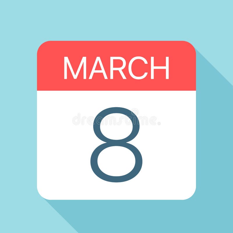 March 8 - Calendar Icon. Vector Illustration of One Day of Month Stock ...