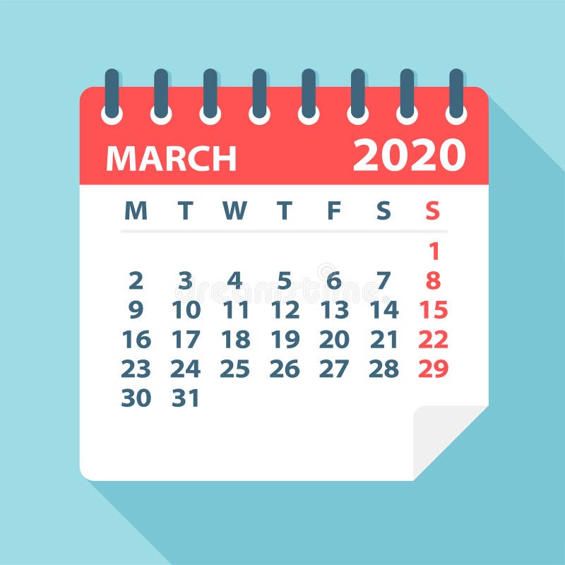 March 2020 Calendar Leaf - Vector Template Graphic Illustration Stock ...