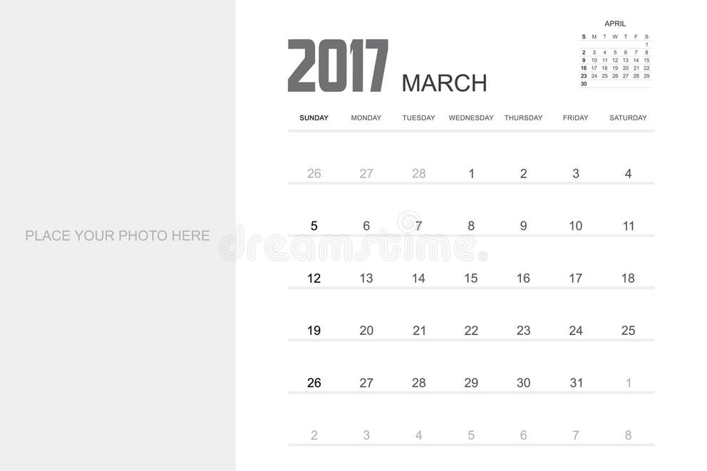 2017 MARCH Calendar Planner Design. Stock Illustration - Illustration ...