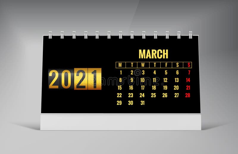 MARCH 2021 Calendar Vector Illustration. Wall Desk Calendar Vector ...