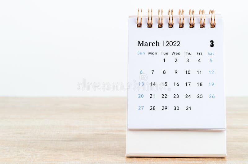 March Calendar 2022 on Wooden Table Stock Photo - Image of english ...
