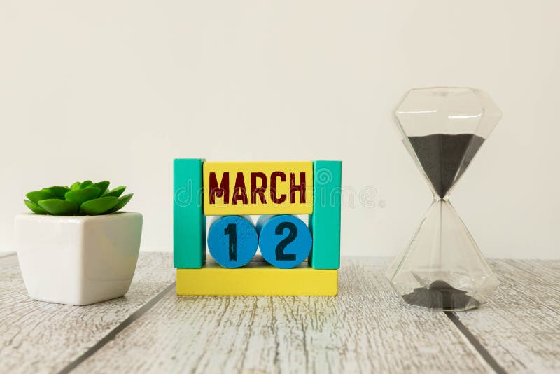12 March Calendar on Wooden Table with Customizable Space for Text ...