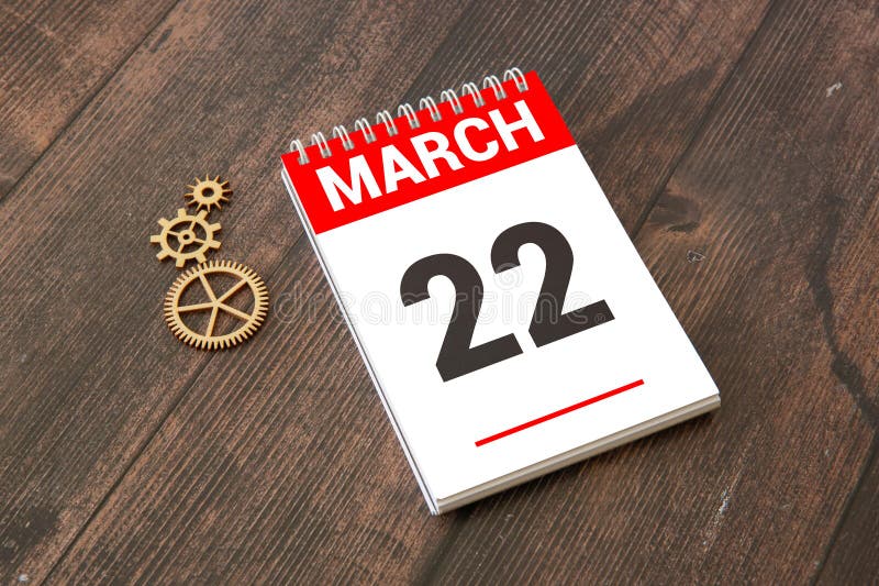 22 March Calendar on Wooden Table with Customizable Stock Photo - Image ...