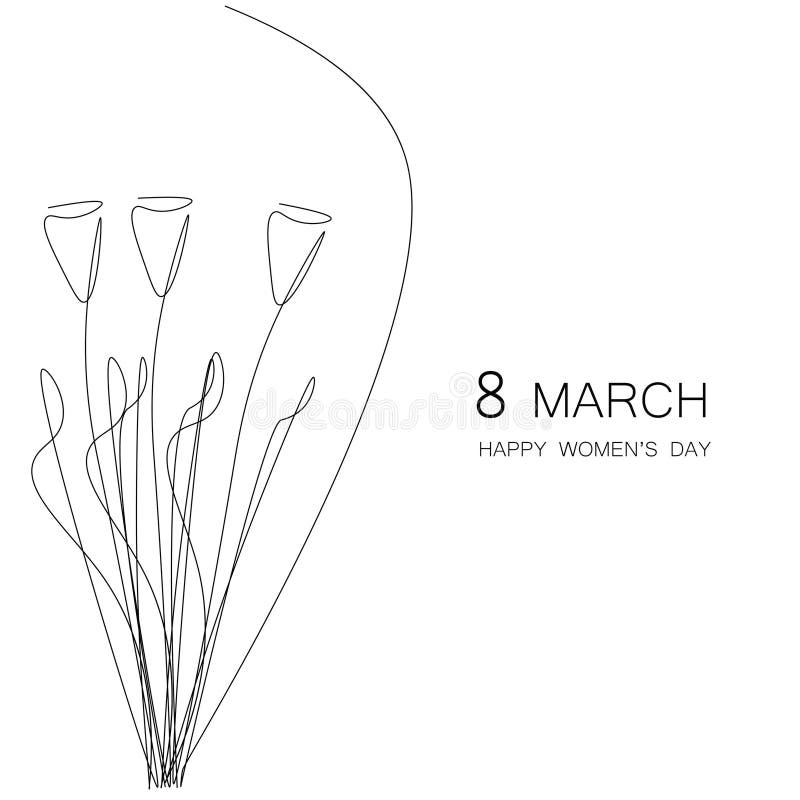 8 March Card Line Drawing, Vector Illustration Stock Vector ...