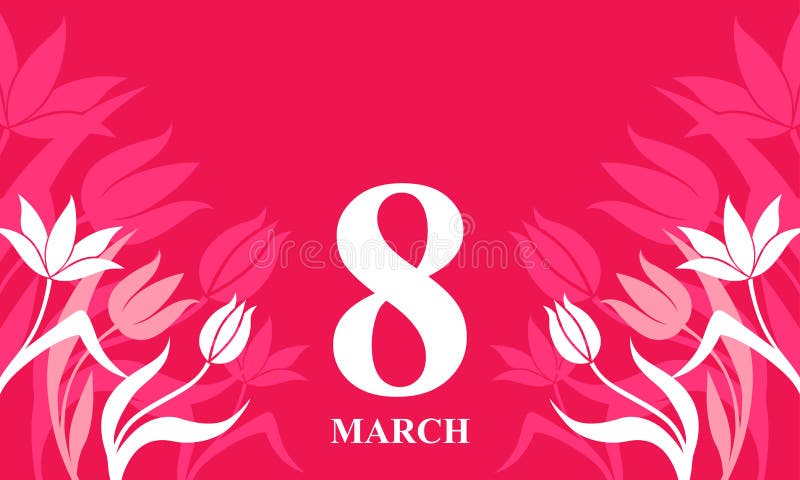 8 March Card on Tulips Flower Decor Stock Illustration - Illustration ...