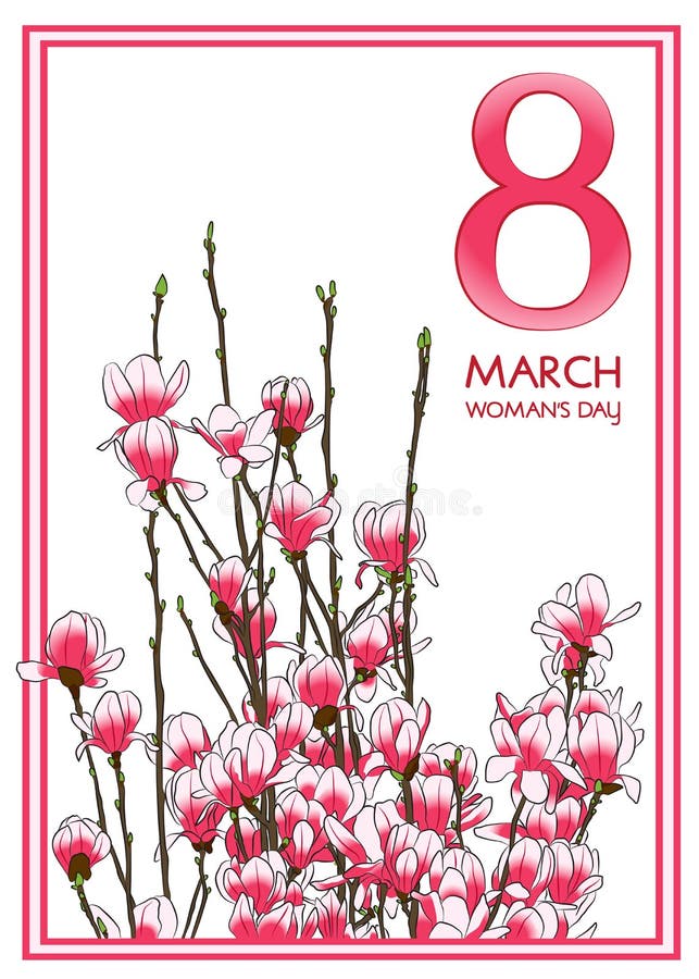8 March card. stock vector. Illustration of blossom, celebration - 67732694