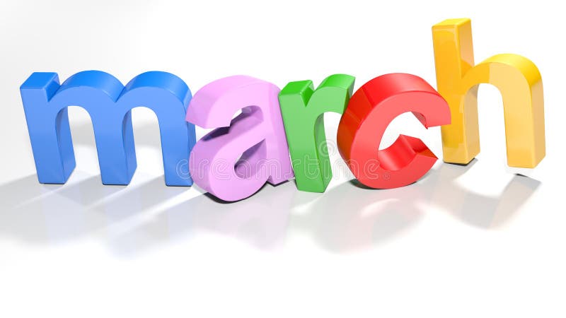 March Colorful 3D Write - 3D Rendering Stock Illustration ...