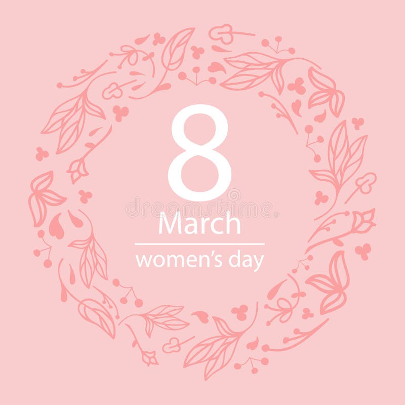 8 March Design Card Set with Flowers Wreath Stock Vector - Illustration ...